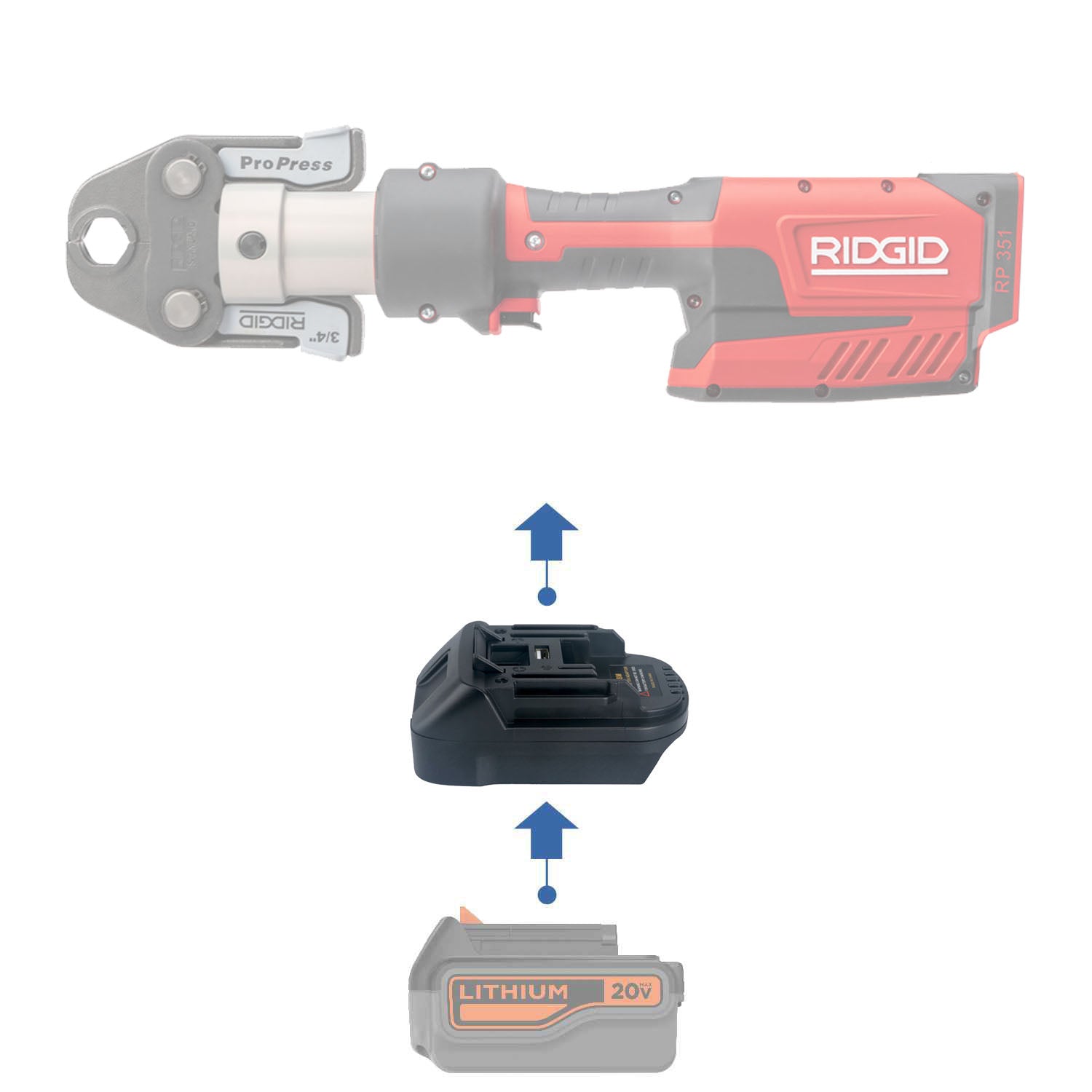 Black + Decker 20V to RIDGID Red Battery Adapter – Plumbing Tools ...
