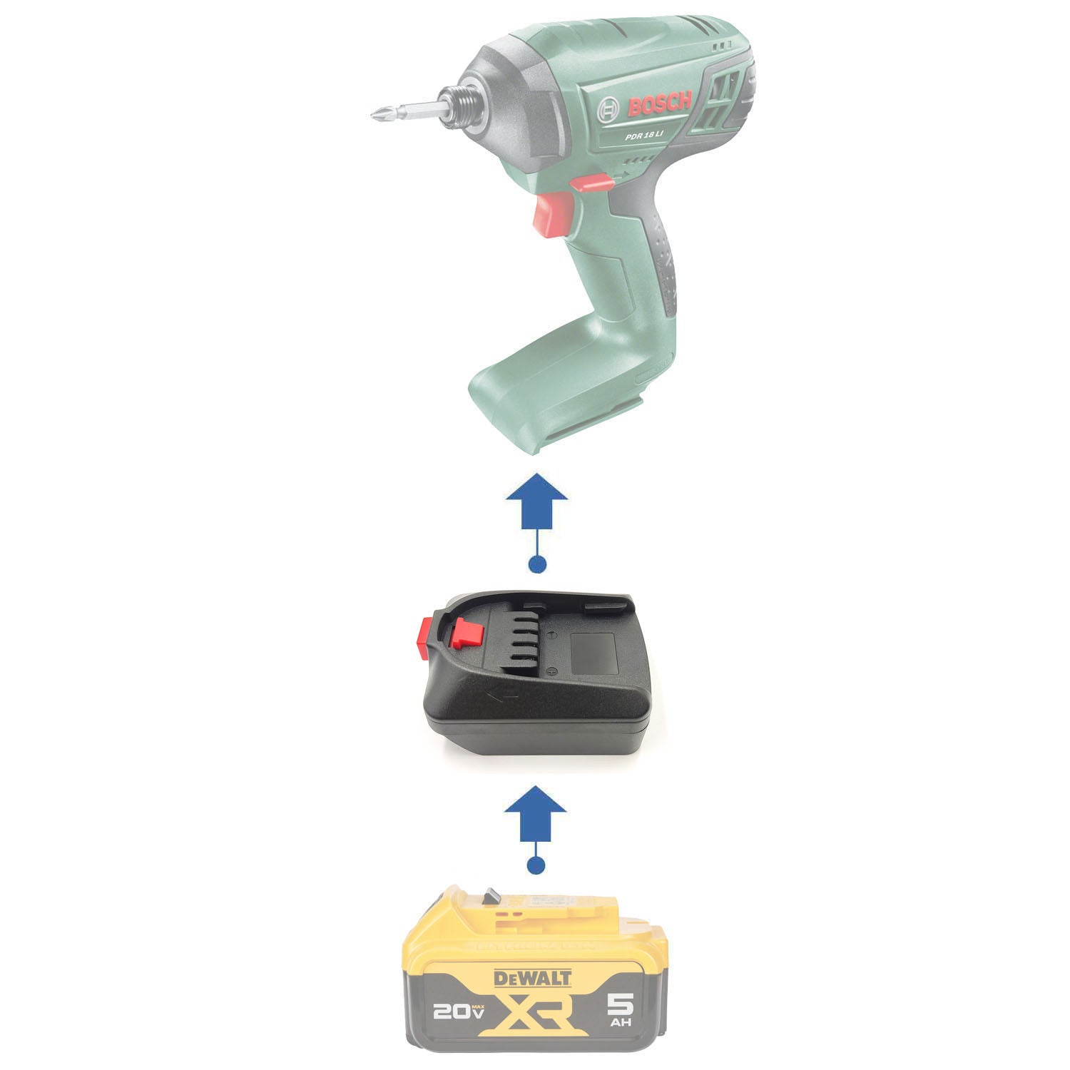 DeWalt 20V to Bosch 18V Adapter – Power Bosch Green Tools – Power Tools ...